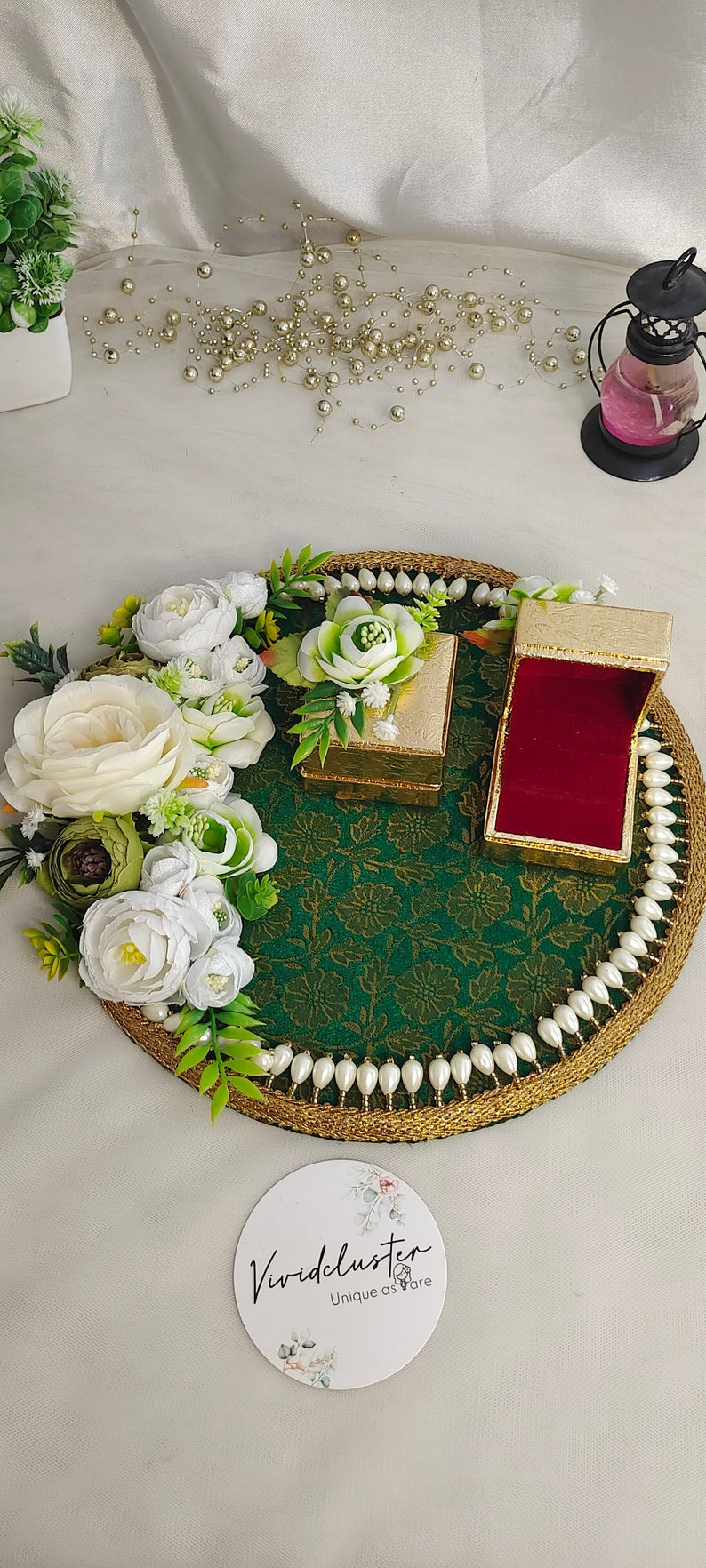 Handmade decorated ring platter for ceremony/wedding thaal tray ...
